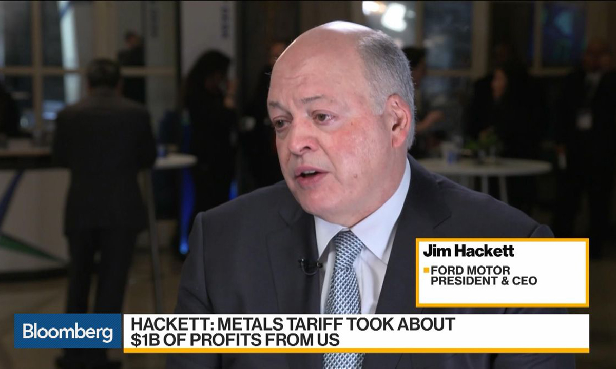 Ford CEO Jim Hackett says Trump's metal tariffs have eaten $1 billion ...