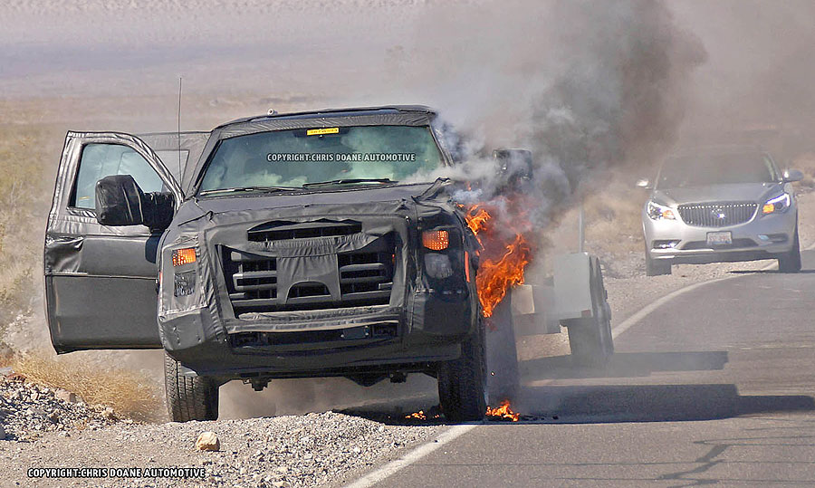 Pickup burns, explodes, melts