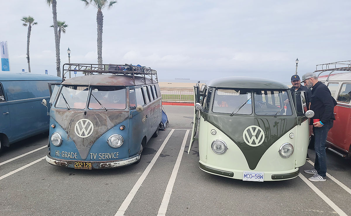 VW ID Buzz celebrated alongside iconic bus at beach party | Automotive News