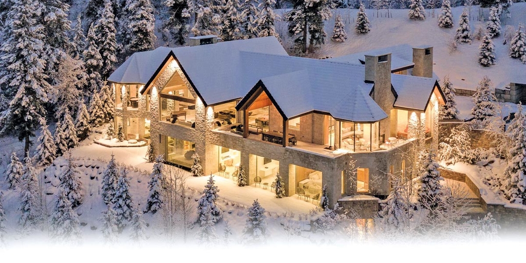 Snow Coved With Mansion