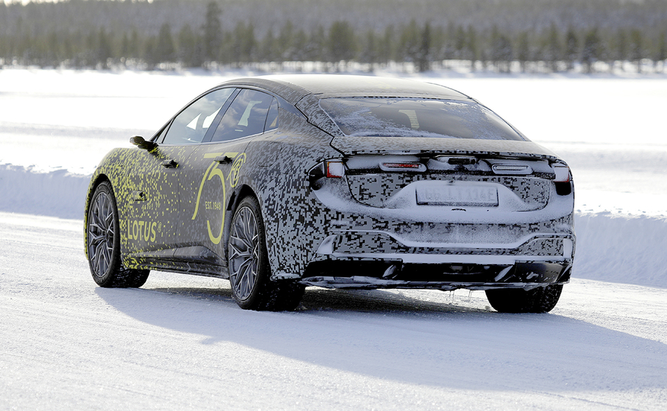 Lotus EV sedan prototype spotted winter testing | Automotive News