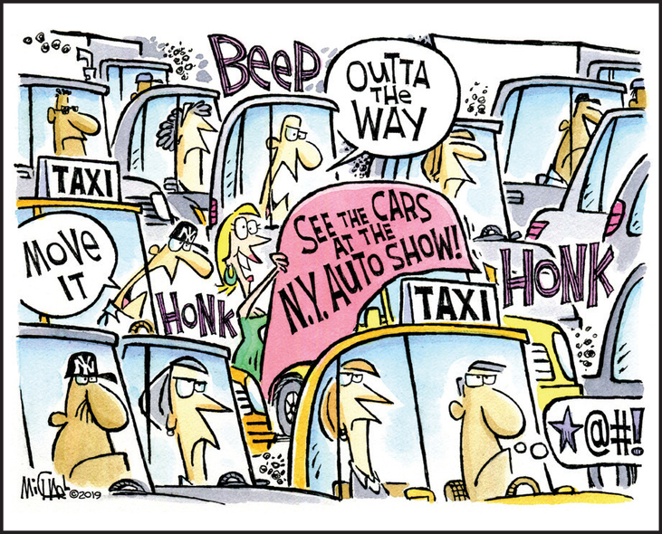 LEO MICHAEL CARTOON: Welcome to the New York Auto Show