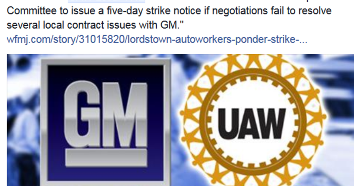 GM Lordstown plant faces strike threat from UAW locals | Automotive News