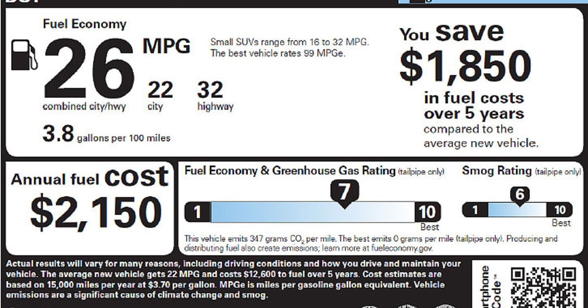 New car labels to use numerical ratings for fuel economy, emissions ...
