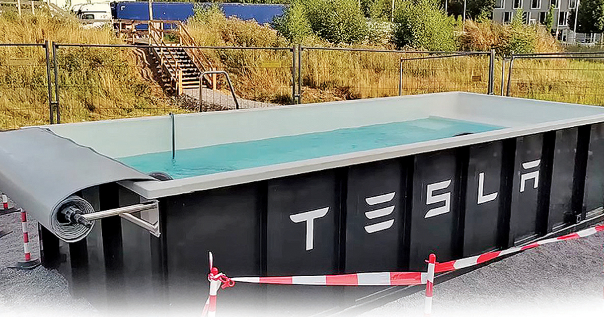 Jump in the pool while you charge up, Tesla says | Automotive News