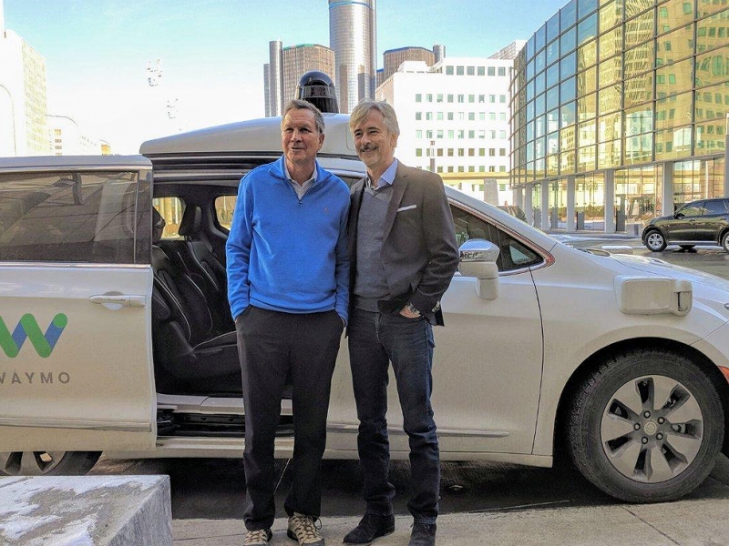 Waymo chief pops up at Detroit show with Chrysler Pacifica tester