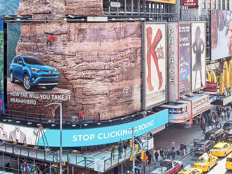 Toyota's climbable billboard creates buzz for RAV4 Hybrid