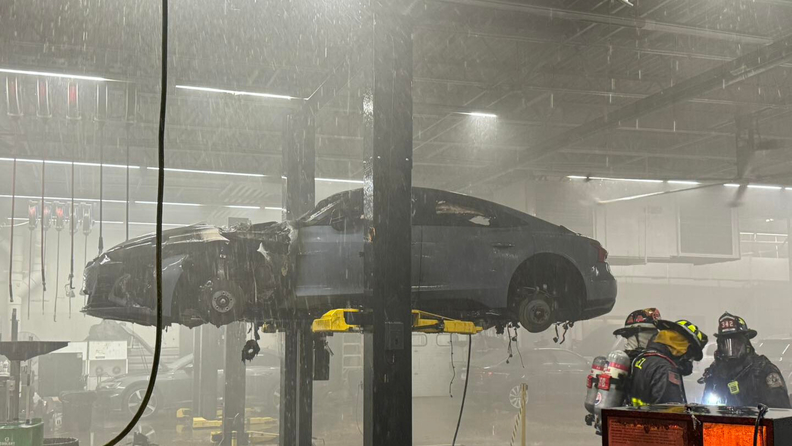 Audi EV fire inside Indiana dealership put out by firefighters ...