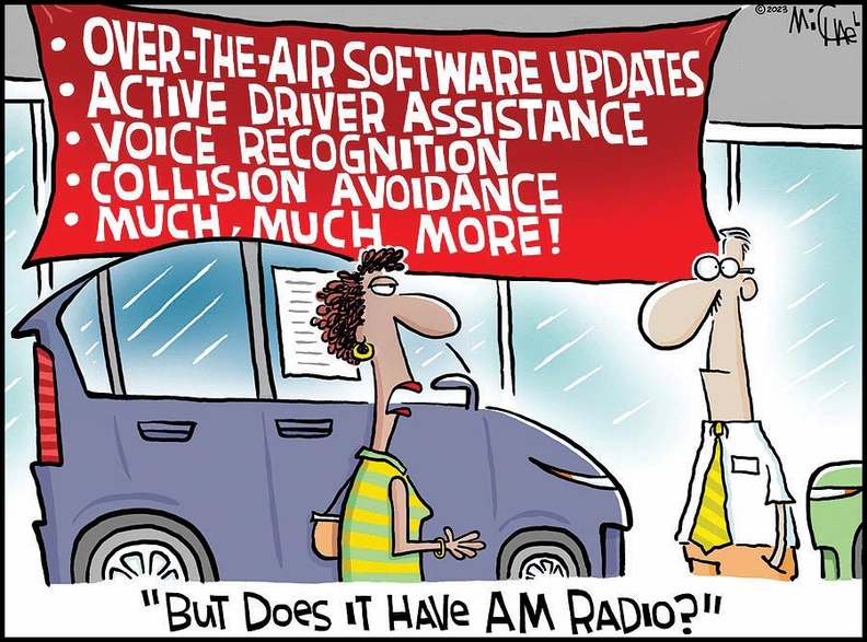 Leo Michael cartoon: Does it have AM radio? | Automotive News