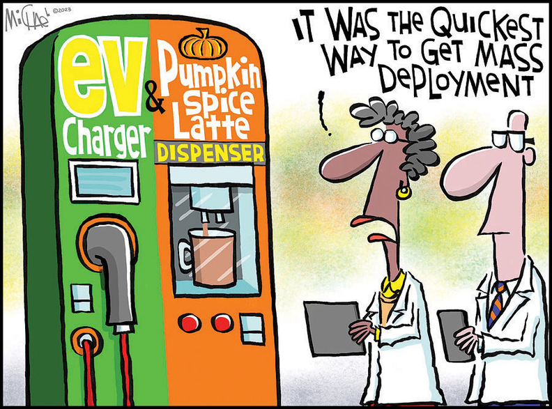 Leo Michael cartoon: Getting to mass deployment | Automotive News