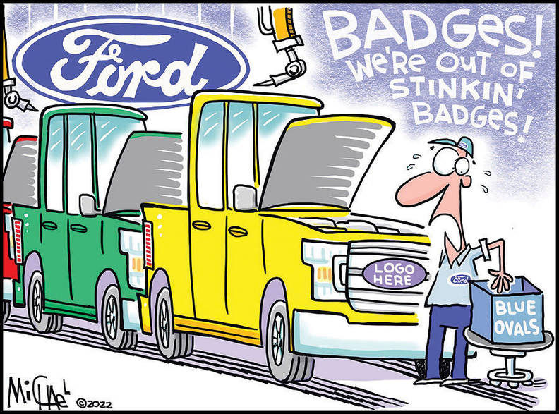 Leo Michael Cartoon: Badges? Badges? | Automotive News