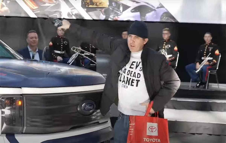 Ford F-150 EV gets oiled up by climate protesters at NY auto show ...